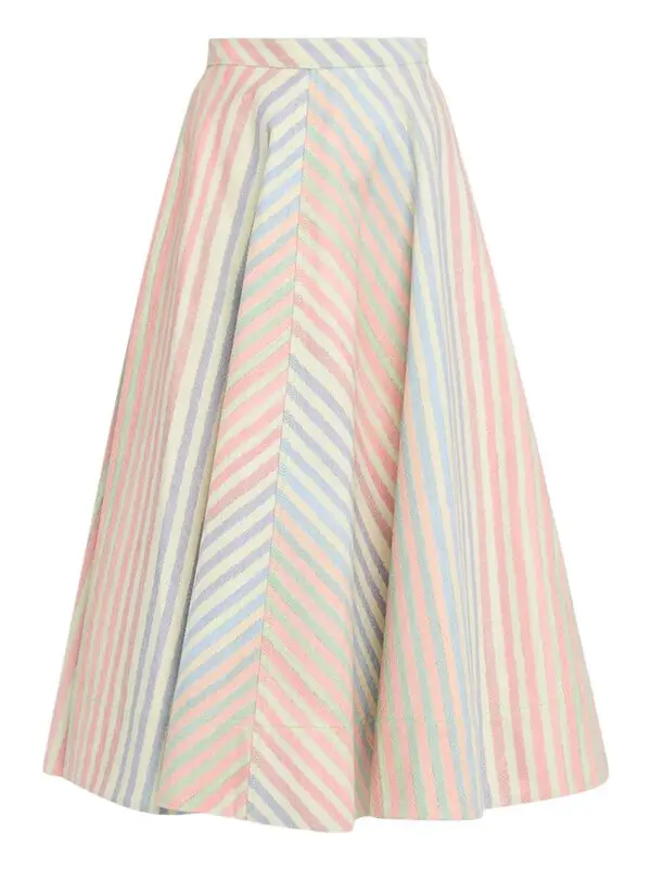 Christopher John Rogers Striped Circle Midi Skirt - Rainbow Multi