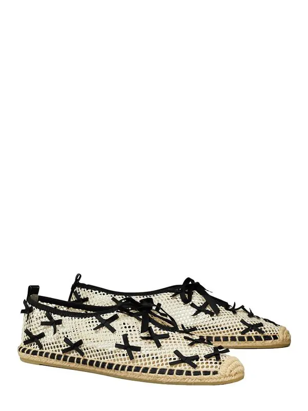 Tory Burch Mini Bow Mesh Espadrille - Peach/perfect Black