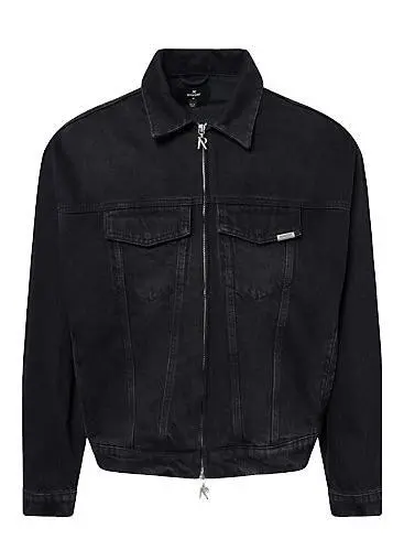 REPRESENT Logo-embellished Relaxed-fit Denim Jacket - Black