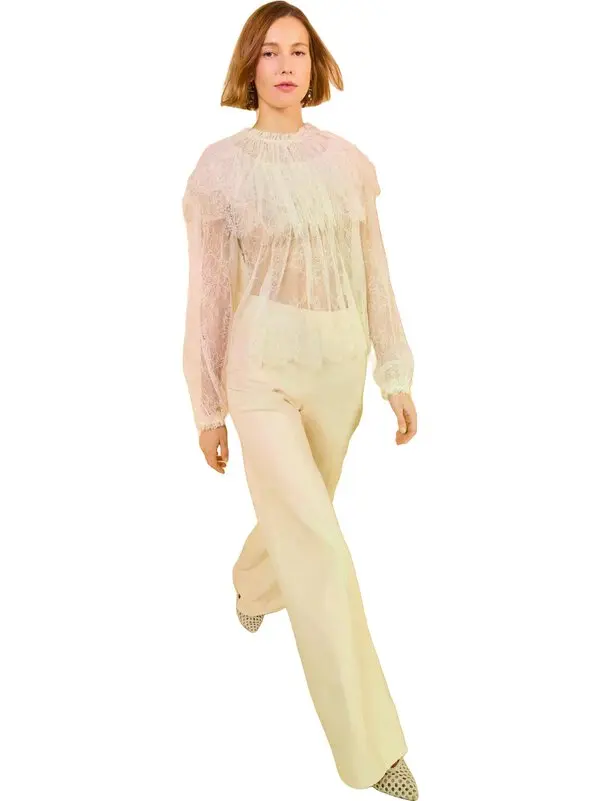 Ulla Johnson Viviane Cape Overlay Long Sleeve Blouse - Pearl