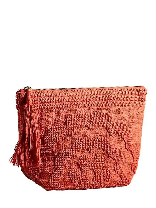 CELANDINE Trellis Cotton Cosmetic Bag - Red