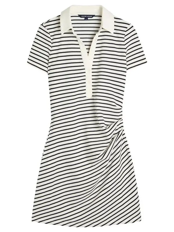 Veronica Beard Lanier Striped Piqué Mini Dress - White And Black