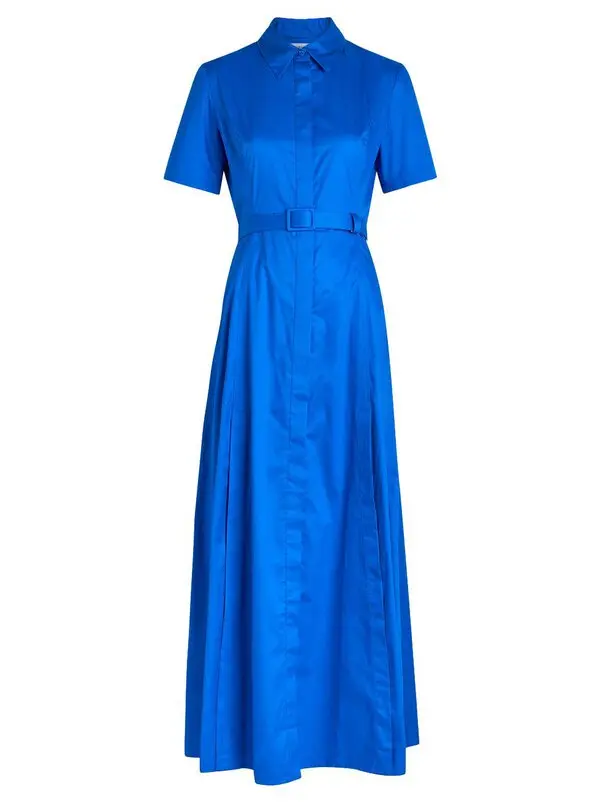 Evi Grintela Nicole Belted Cotton-poplin Maxi Dress - Blue