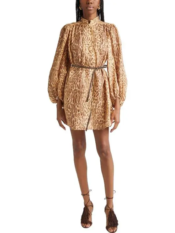 Zimmermann Cascadian Leopard Print Tunic Dress - Tan Leopard