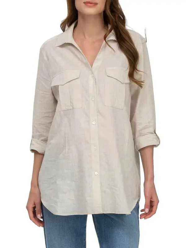 PIETRO BRUNELLI Safari Linen & Cotton Maternity Shirt - Oat Milk