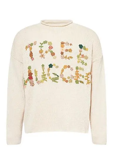 STORY MFG. Twinsun Embroidered Knitted Cotton Jumper - Ecru
