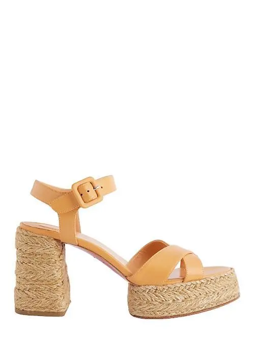 CHRISTIAN LOUBOUTIN Calakala 85 Leather Heeled Espadrilles - Giraffe