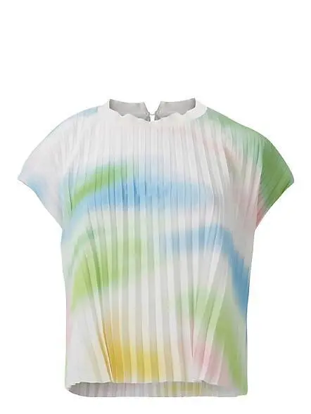 LEEM Abstract-print Pleated Woven Top - Multi-coloured