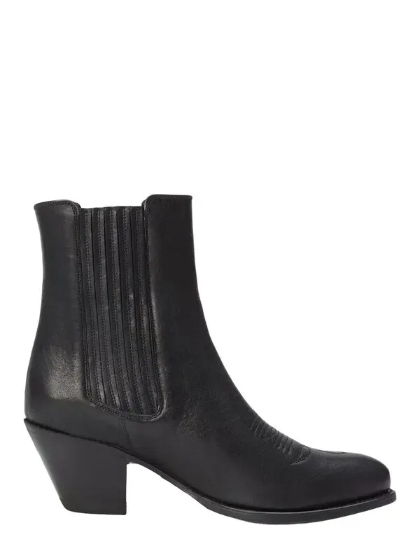 Ralph Lauren 70mm Chelsea Western Ankle Boots - Black