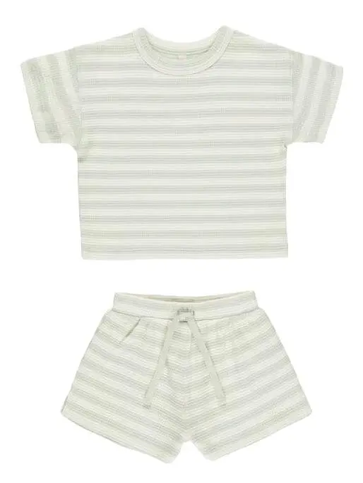 QUINCY MAE Waffle Knit T-shirt & Shorts Set - Mint