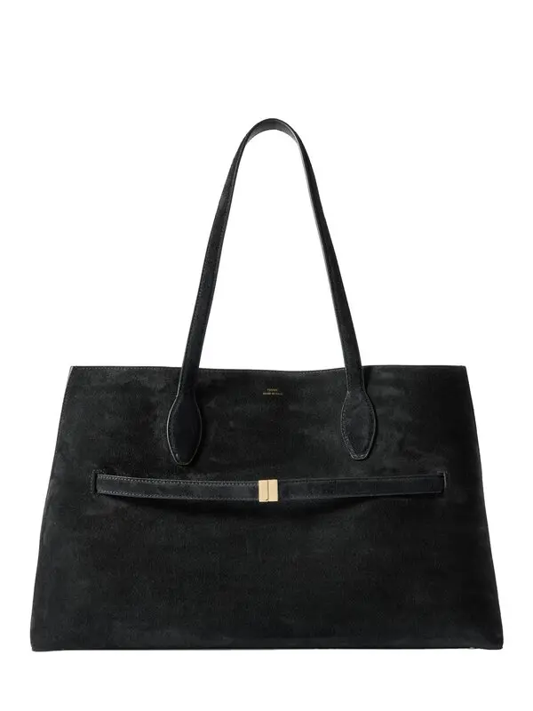 TOTÊME Lounge Large Leather-trimmed Suede Tote - Black