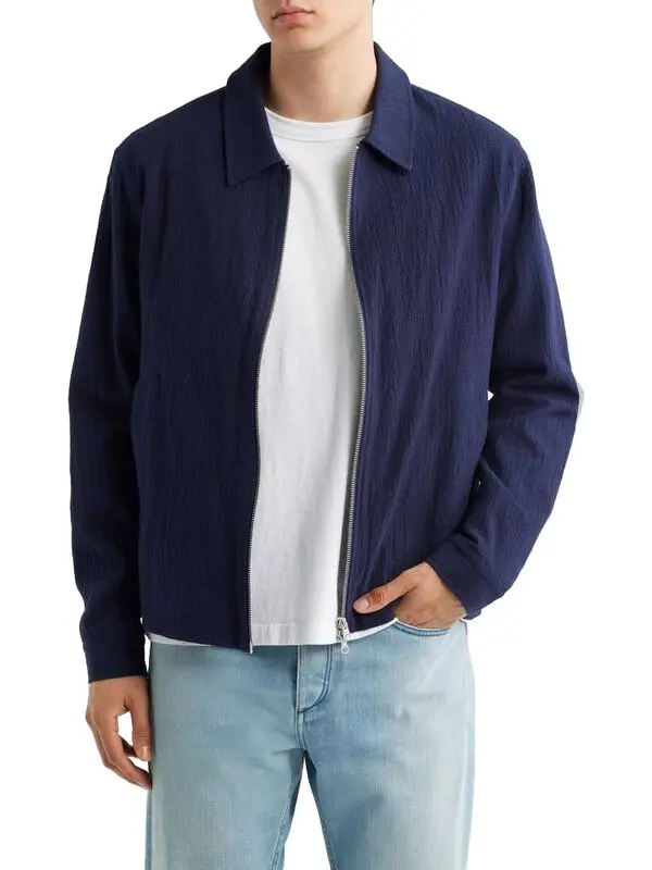 WAX LONDON Eldon Cotton Seersucker Jacket - Navy