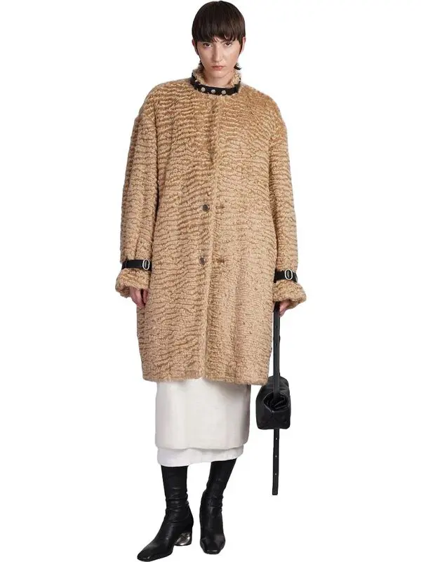 JIL SANDER Fur & Shearling Coat - Beige