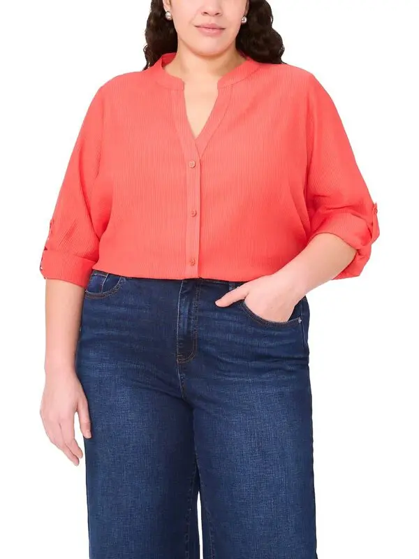 Halogen Textured Utility Shirt - Deep Sea Coral