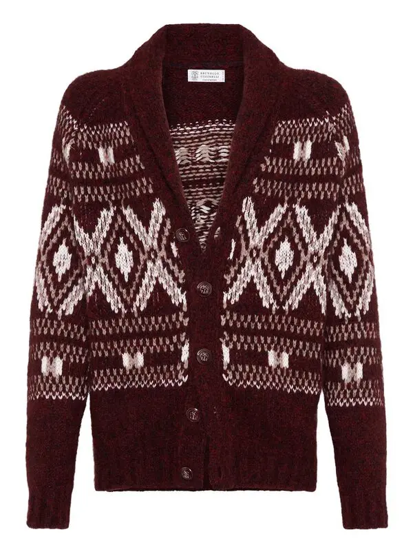 Brunello Cucinelli Cardigan With Metal Button Closure - Amaranth