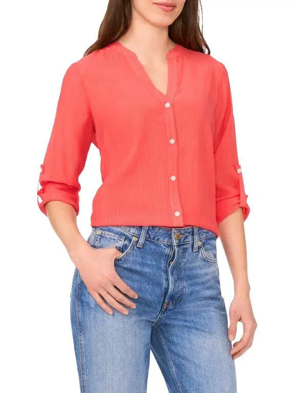 Halogen Textured Utility Shirt - Deep Sea Coral