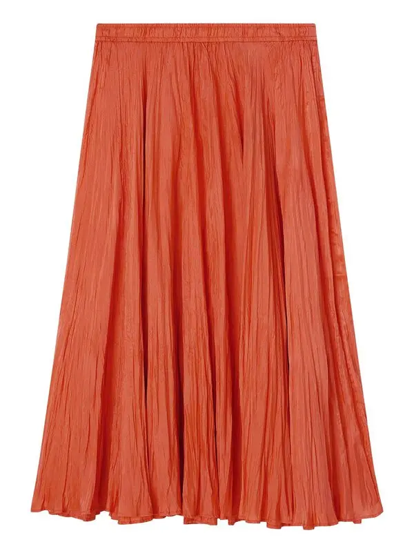 JOSEPH Sully Crinkled Habotai Silk Midi Skirt - Sundown