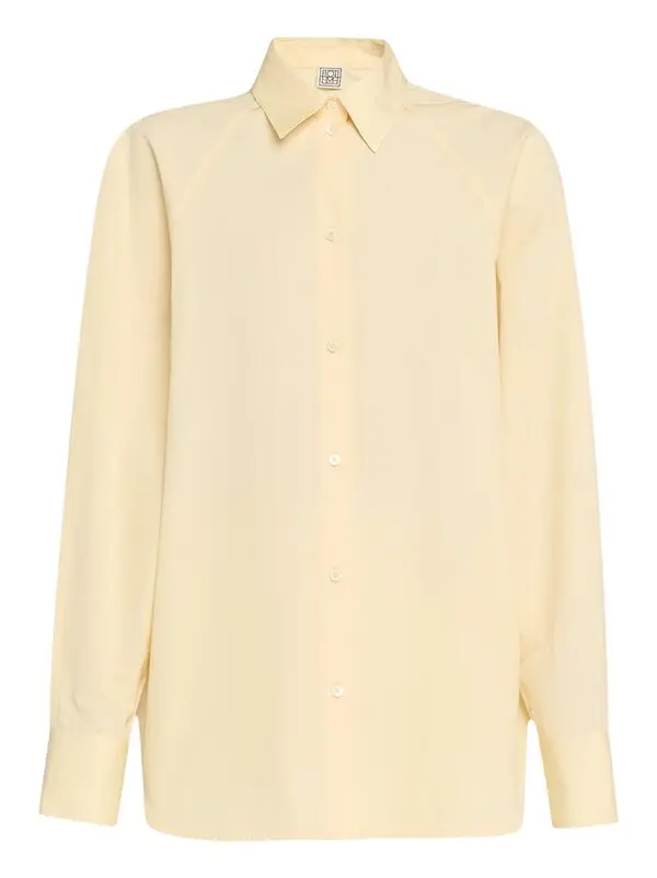TOTÊME Raw-edge Raglan-sleeve Button-down Shirt - Lightpastel Yellow