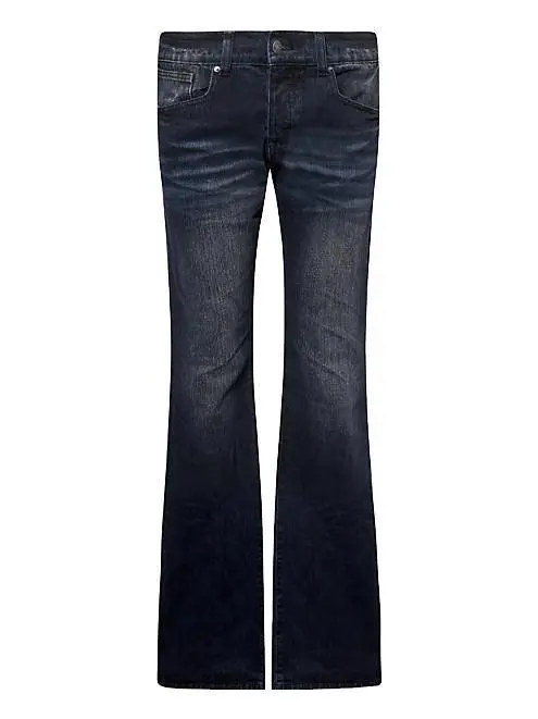 JADED LONDON Creased Drift Flared-leg Denim Jeans - Indigo