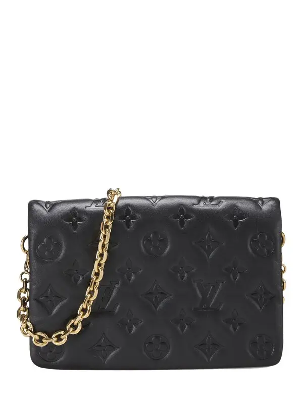 LOUIS VUITTON Monogram Embossed Leather Pochette Coussin - Black