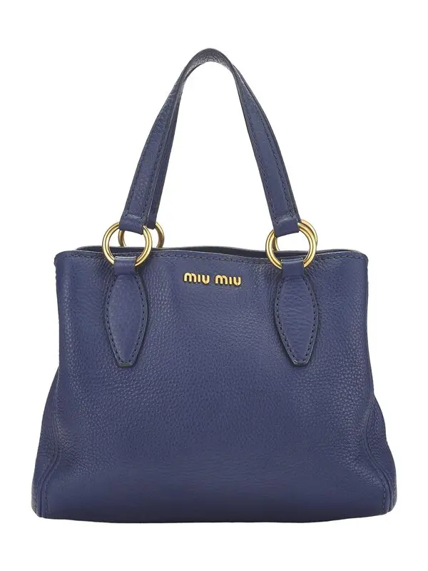 Miu Miu Leather Convertible Handbag Small - Blue