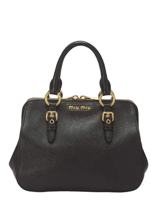 Miu Miu Calfskin Convertible Top Handle Bag - Black