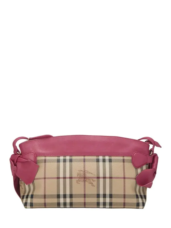Burberry Haymarket Check Coated Canvas Bow Tie Crossbody - Beige