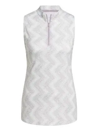 Adidas Ultimate365 Ottoman Printed Sleeveless Polo Shirt - Crystal Jade