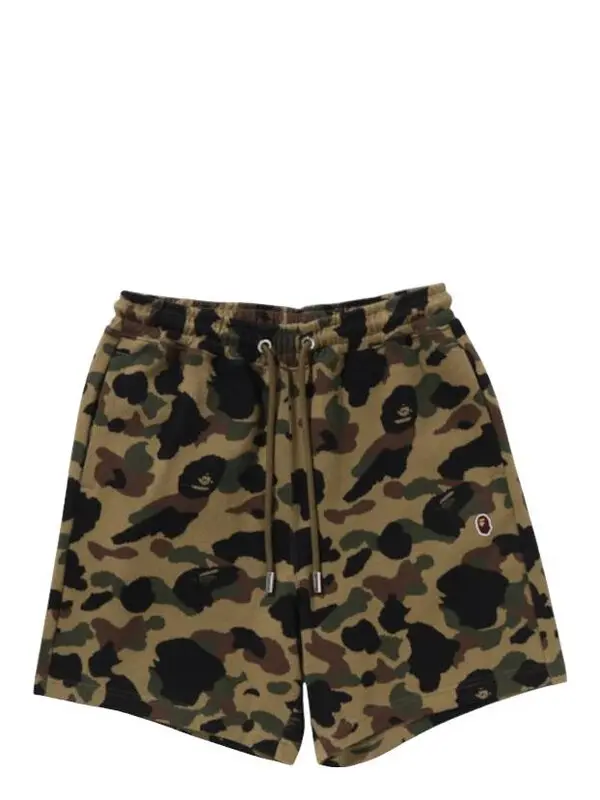 BAPE 1st Camo Jacquard One Point Relaxed Fit Sweat Shorts - Green