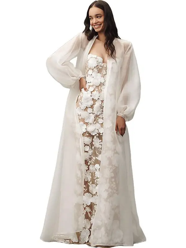 Bronx And Banco Chloe Long-sleeve Sheer Silk Cape - White