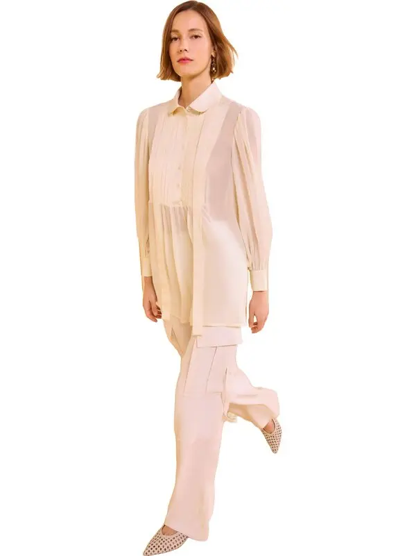 Ulla Johnson Adelaide Long Sleeve Tunic Top - Pearl