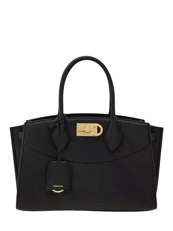 FERRAGAMO Structured Leather Tote - Black