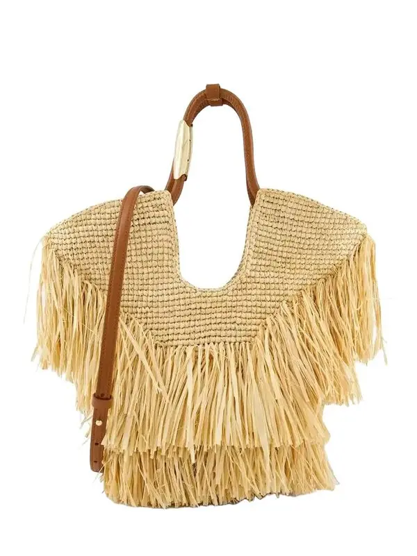 Zimmermann Fringed Straw Handbag - Nat - Natural