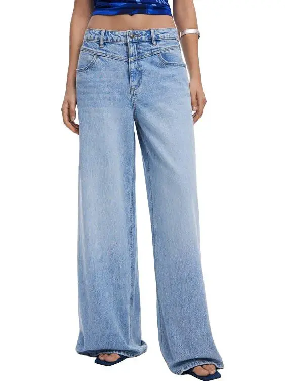 Desigual Low Rise Wide Leg Jeans - Blue