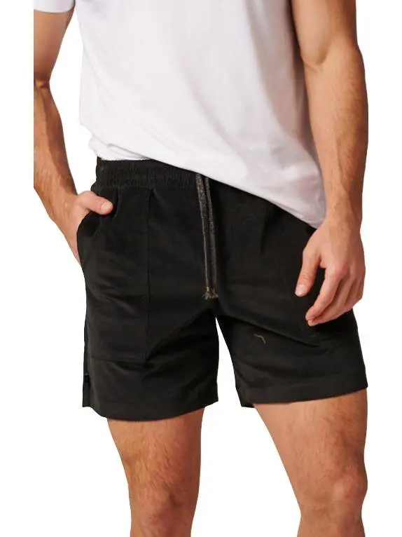 LEISURE LAB Patch Pocket Corduroy Shorts - Black