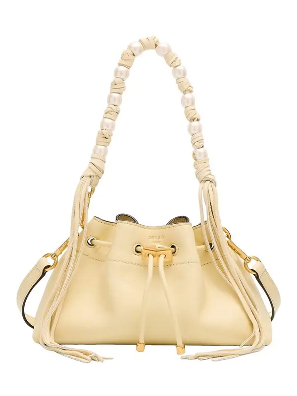 JIMMY CHOO Small Leather Shoulder Bag With Pearly Embellishments - Btt/gld