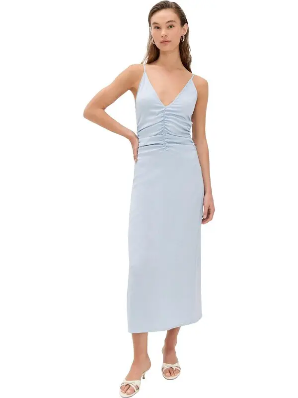 Baum Und Pferdgarten Atalia Crinkled Satin Dress - Subdued Blue