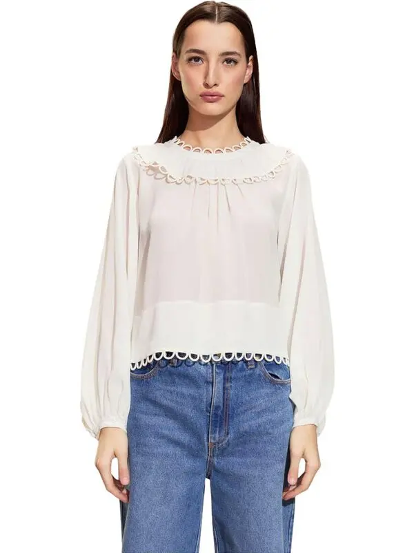 Cynthia Rowley Annabelle Long Sleeve Blouse - White
