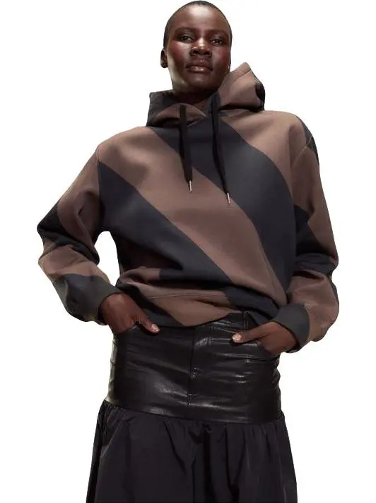 Cynthia Rowley Striped Relaxed Hoodie - Black/brown