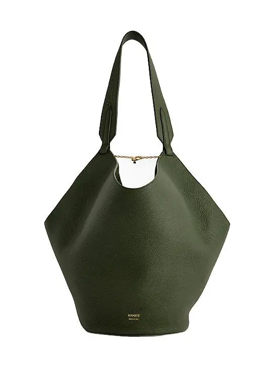 Khaite Lotus Small Leather Tote Bag - Bottle Green