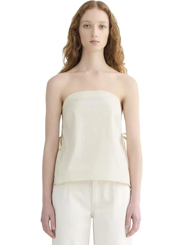 Everlane Seersucker Tube Top - Bone White