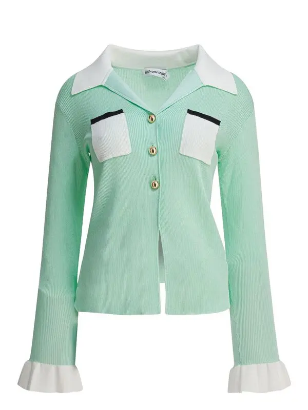 SELF-PORTRAIT Knit Top - Green