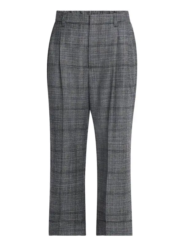 Brunello Cucinelli Pleated Prince Of Wales Wide-leg Crop Trousers - Blue Gray