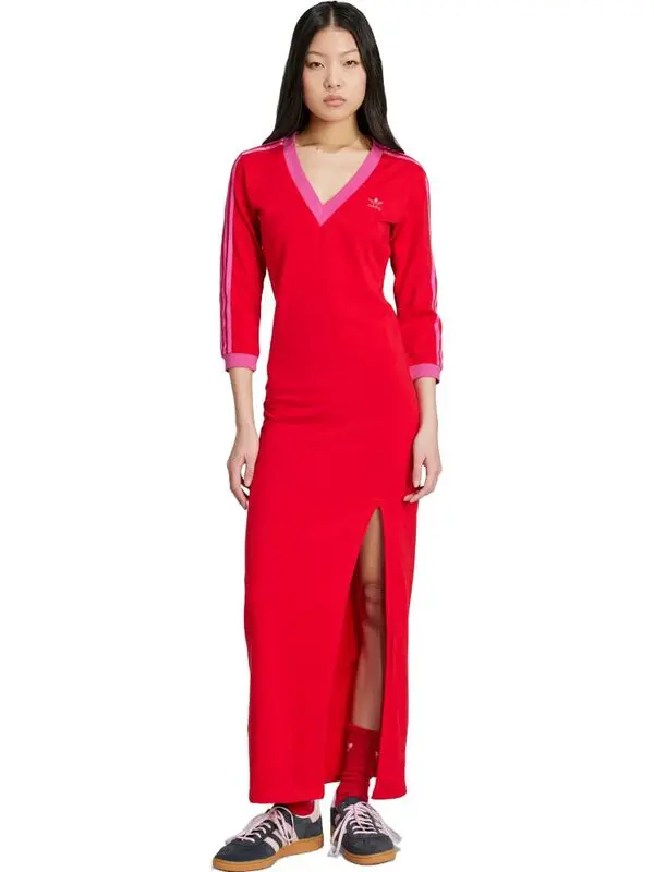 Adidas Adicolor Classics 3-stripes Maxi Dress - Better Scarlet / Semi Lucid Fuchsia