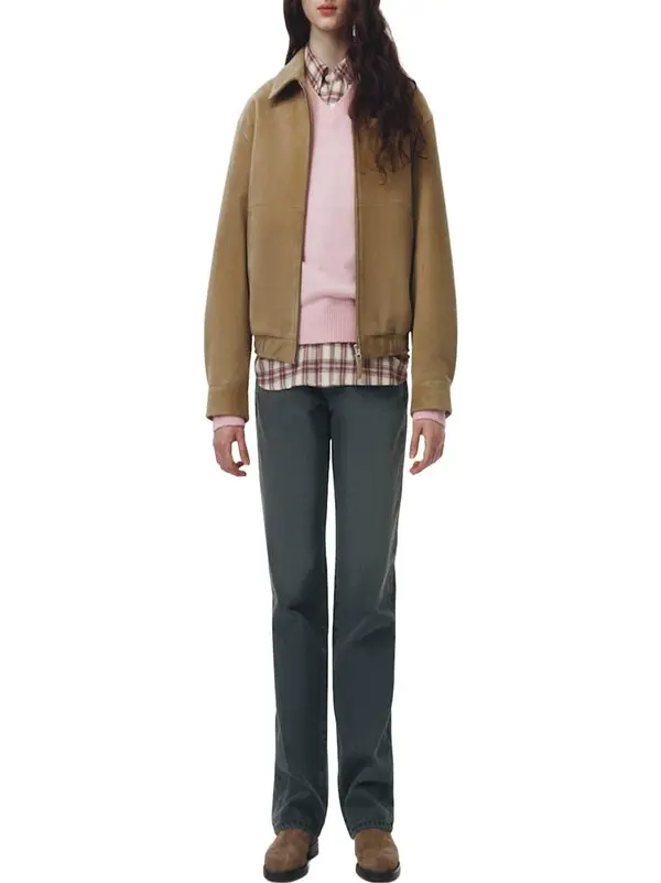 DUNST Suede Bomber Jacket - Soft Beige