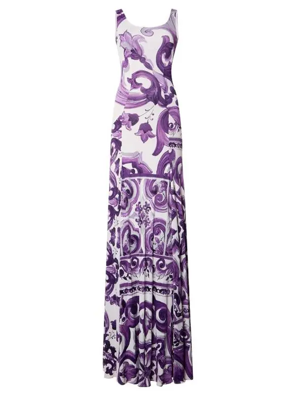 Dolce & Gabbana Printed Rayon Organza Maxi Dress - Multi