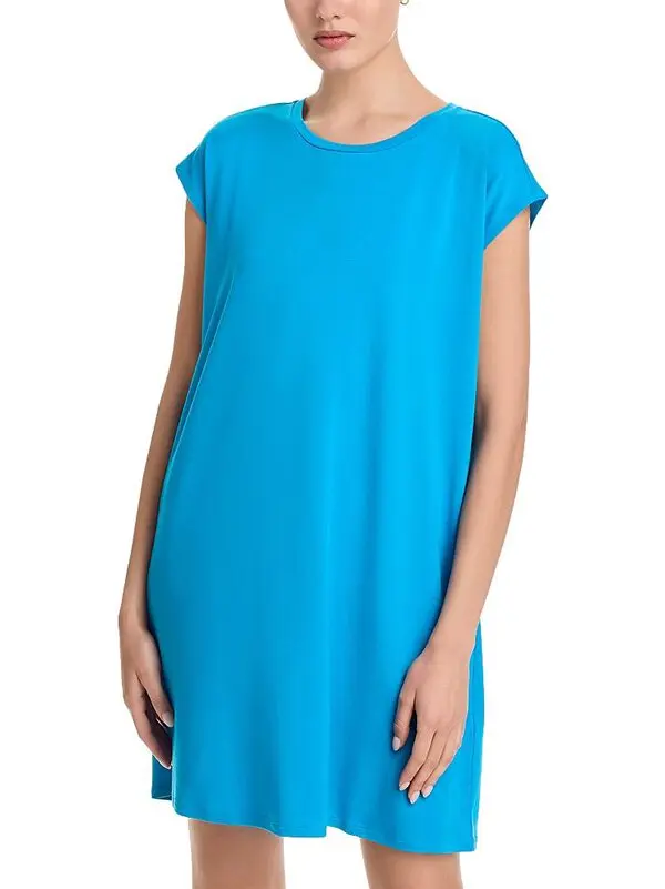 Eileen Fisher Crinkled Jersey Crewneck Top - Oahu Blue