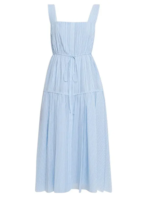 Kobi Halperin Reina Striped Cotton-silk Midi Dress - Light Blue
