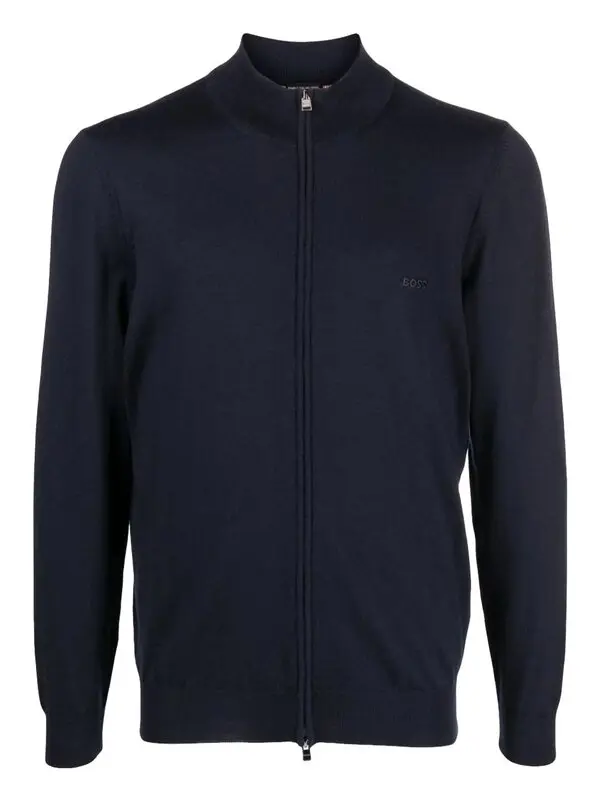 Hugo Boss Virgin Wool Cardigan - Blue