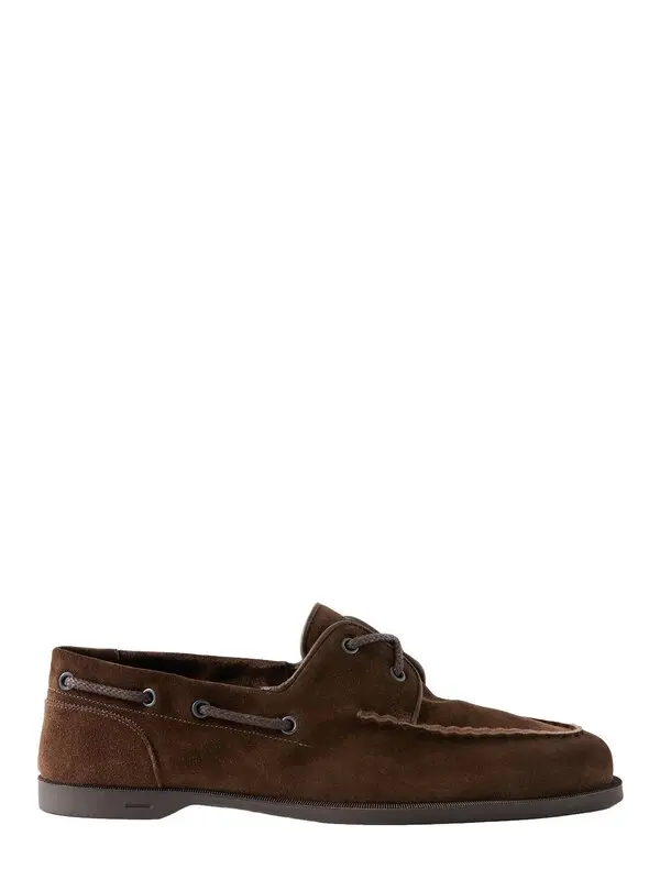 John Lobb Foil Suede Boat Shoes - Brown